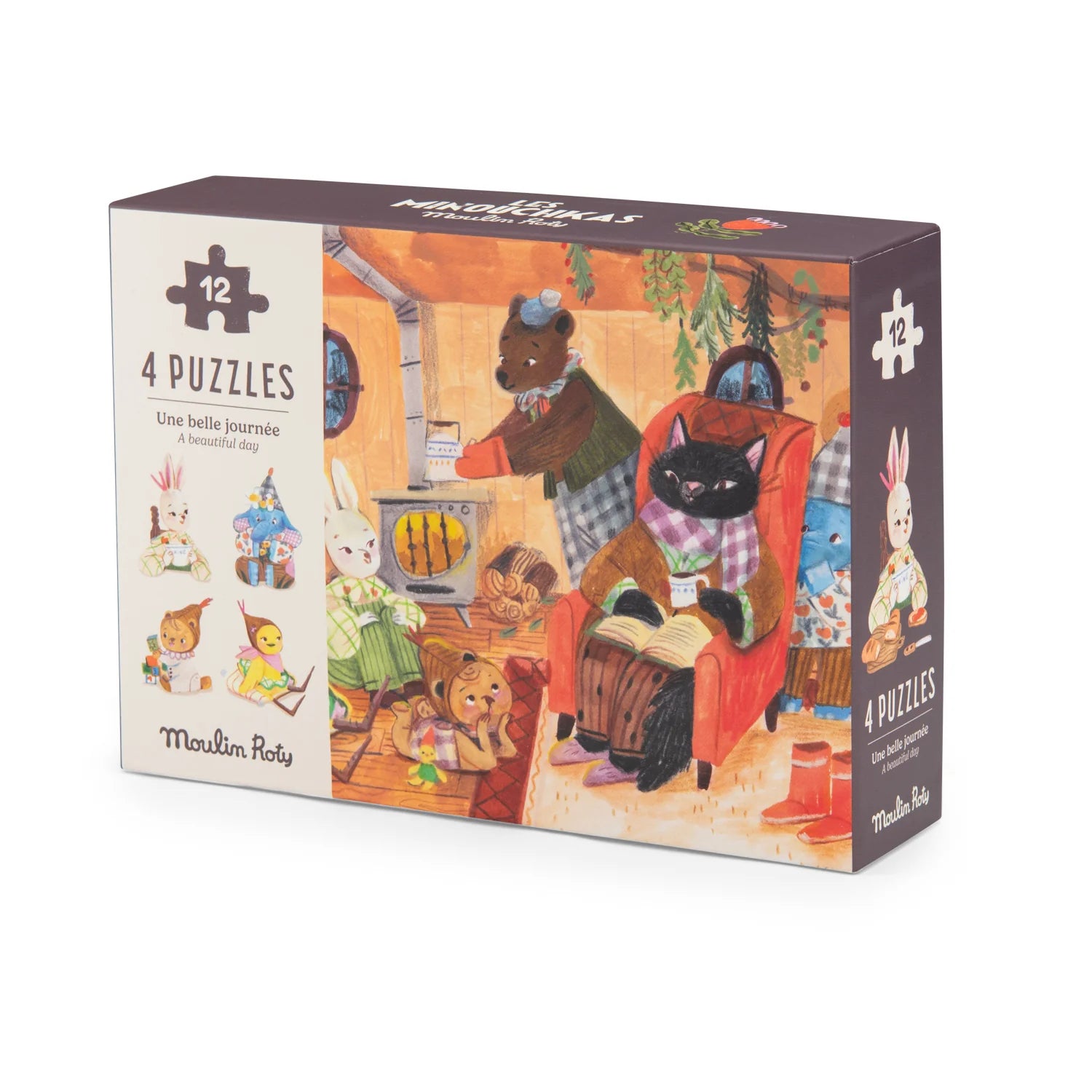 Moulin Roty | 4 casse-têtes 12 mcx - Les Minouchkas – Comme des enfants